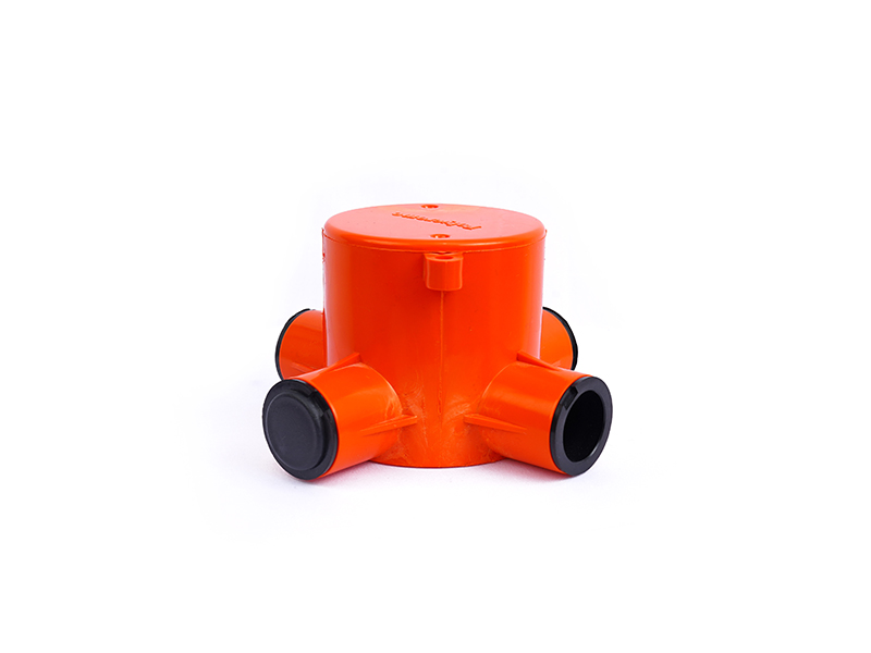 Deep junction box 4way 65mm PVC orange with end caps 20/25mm Electric ...
